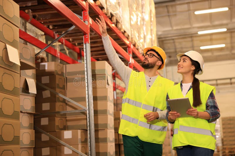 Manager and Worker at Warehouse. Logistics Center Stock Image - Image ...