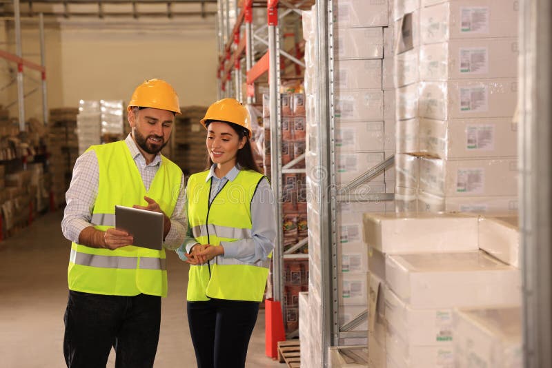 Manager and Worker at Warehouse. Logistics Center Stock Image - Image ...