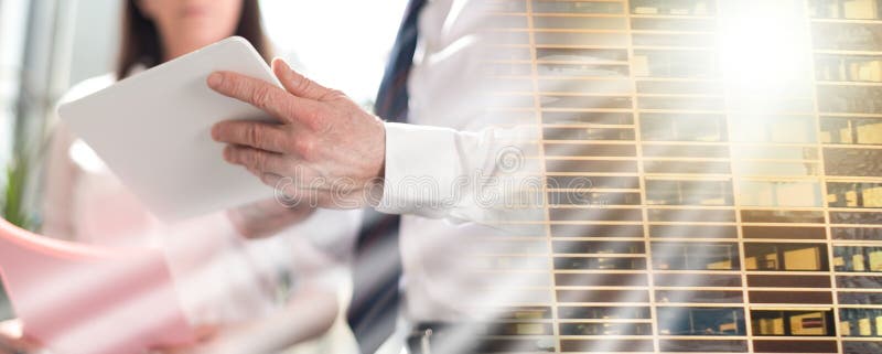 Manager Working with Executive Assistant; Multiple Exposure Stock Photo ...
