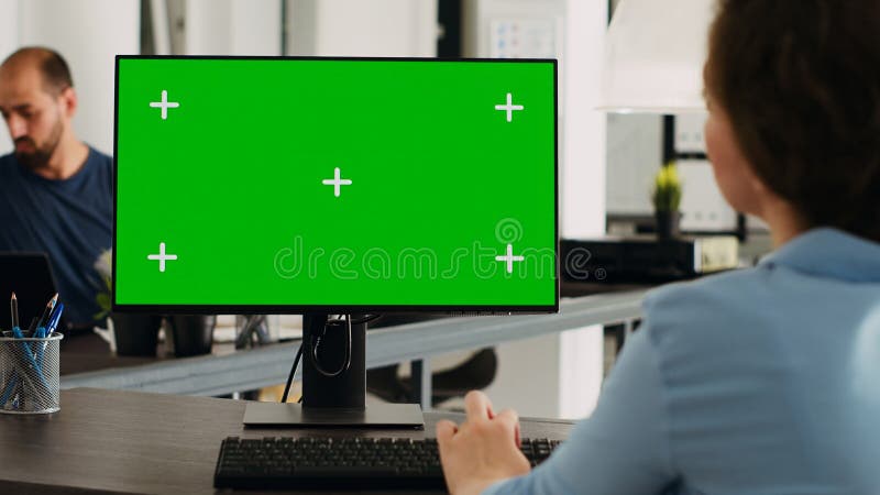 Manager Works with Isolated Greenscreen Stock Photo - Image of desk ...