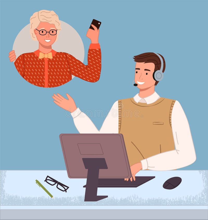 Managers in Call Center Hotline. Online Customer Support Worker ...