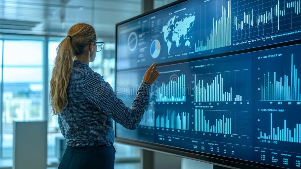 Managers Collaborating As they Track Digital Progress on Interactive ...