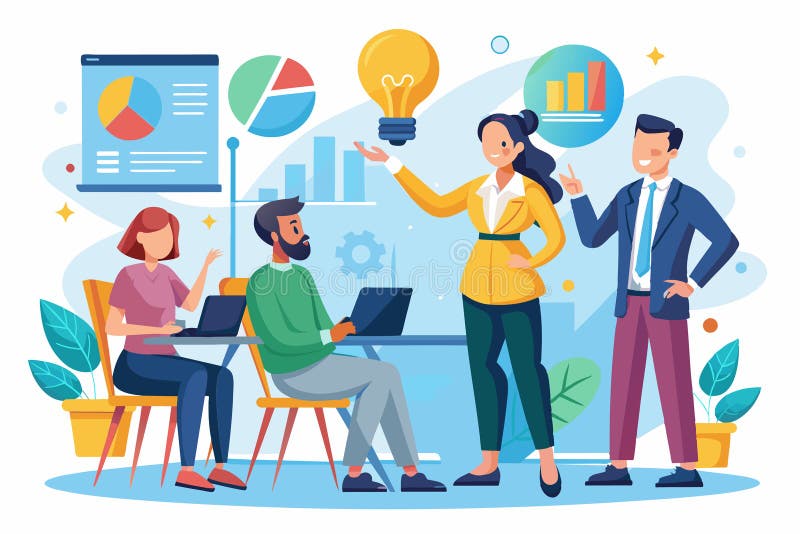 Managers Engage with Employees, Exchanging Creative Ideas in a Modern ...