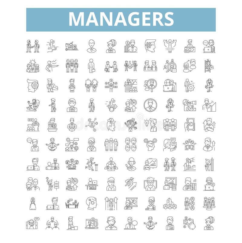 Managers Icons, Line Symbols, Web Signs, Vector Set, Isolated ...