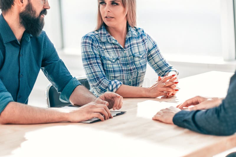 Managers and Job Seeker Sitting at the Table during the Interview Stock ...