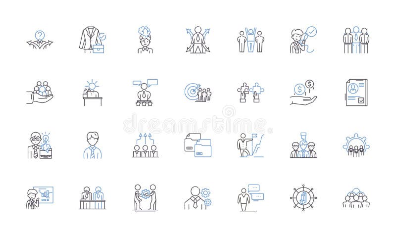 Managers Line Icons Collection. Authority, Leadership, Responsibility ... Managers Line Icons Collection. Authority, Leadership, Responsibility ...