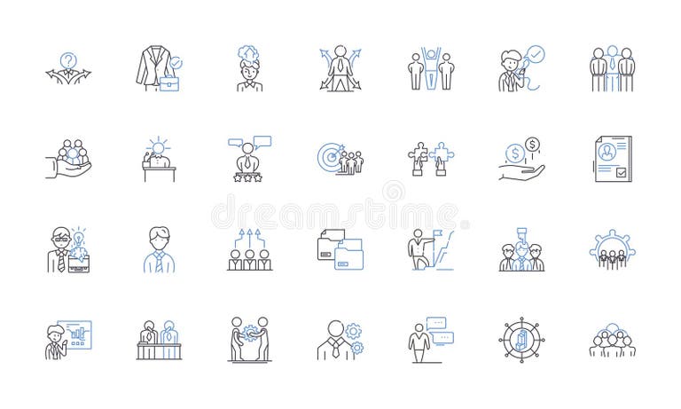 Managers Line Icons Collection. Authority, Leadership, Responsibility ...