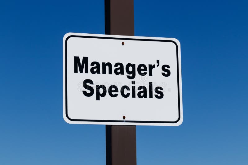 Managers Special Sign at a Car Dealership Stock Photo - Image of dealer ...