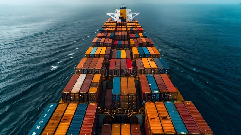 Managing Cargo on a Maritime Vessel Transporting Containers for Export in the Ocean. Concept ...
