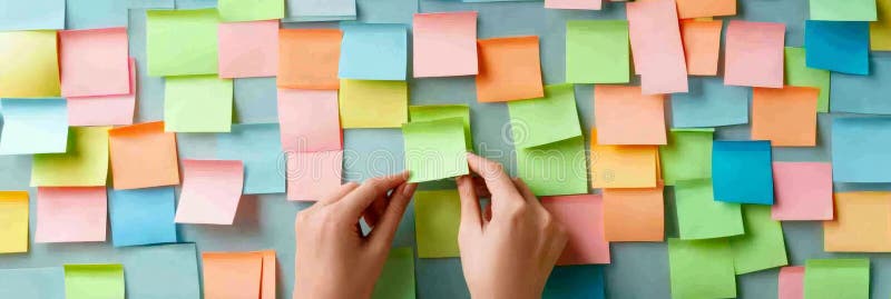 Managing Chaos with Colorful Sticky Notes Stock Image - Image of office ...