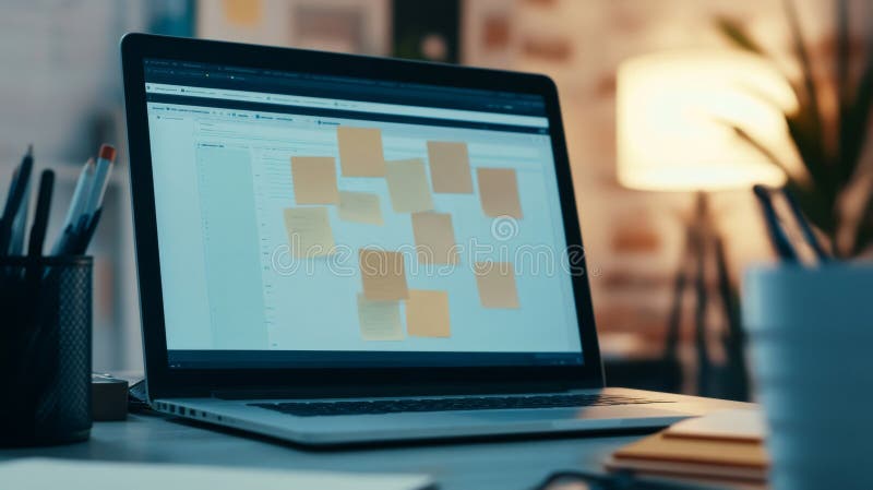 Managing Chaos with Sticky Notes and Technology Stock Image - Image of ...