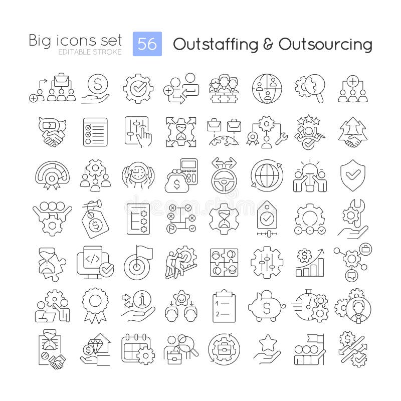 Managing Contract Workers Linear Icons Set Stock Vector - Illustration ...