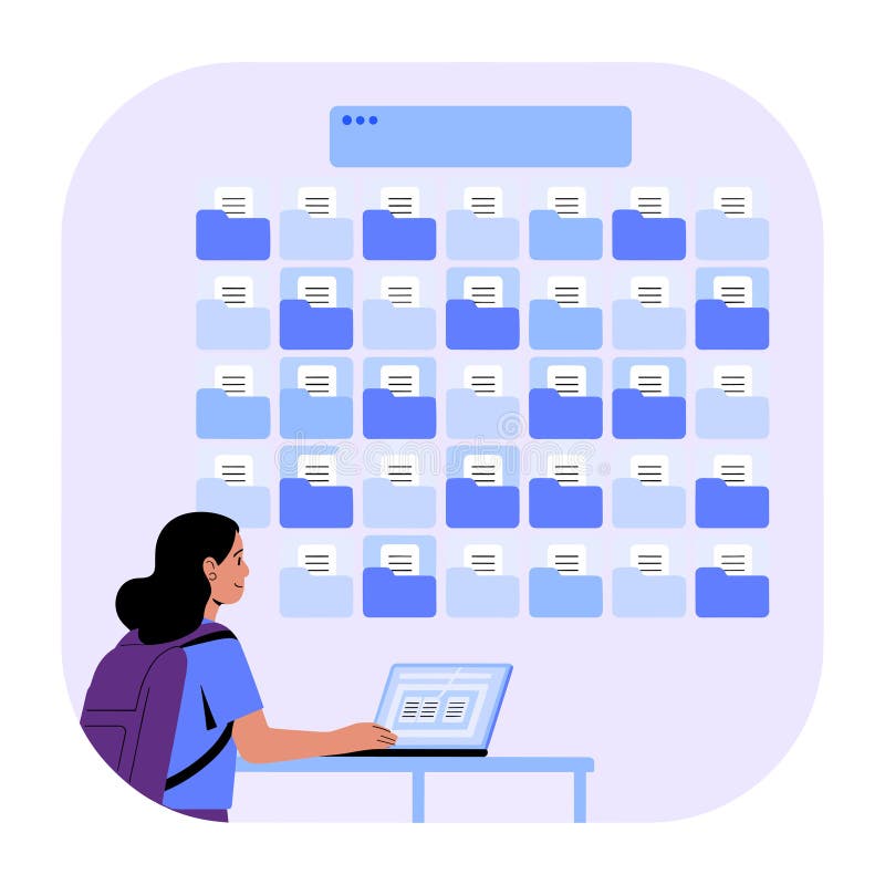 Managing Digital Files in Workspace Vector Stock Illustration ...