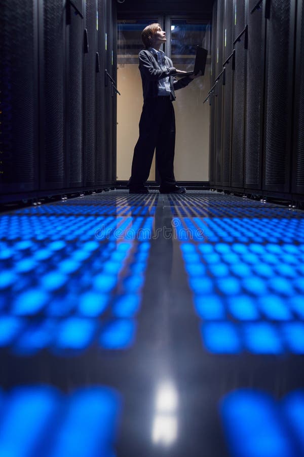 Managing Server Room with Advanced Technology Equipment Stock Image ...