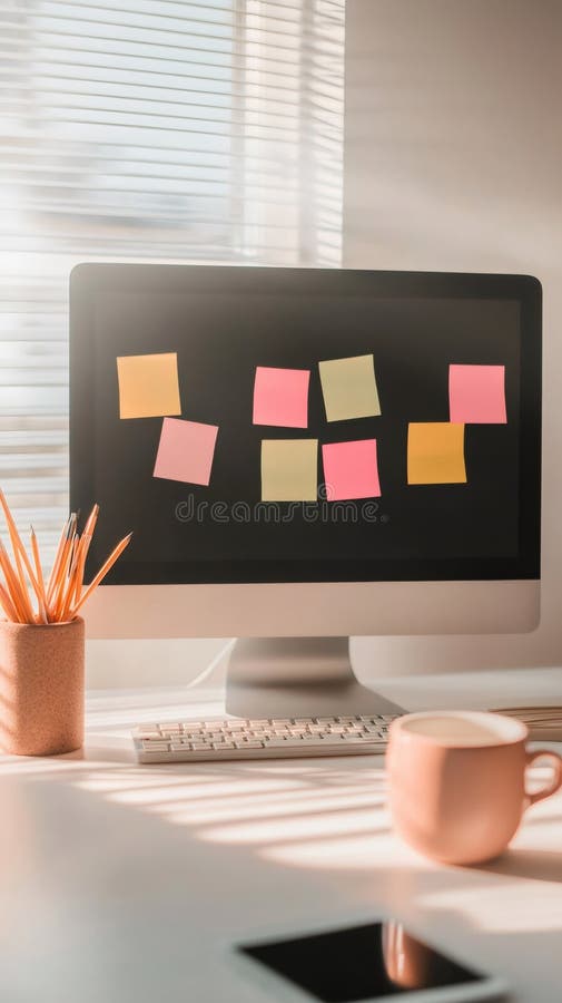 Managing Stress and Deadlines with Sticky Notes Stock Image - Image of ...