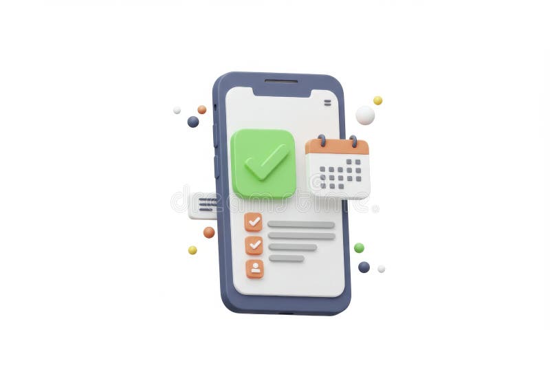 Managing Tasks on Mobile Phone with Checklist and Calendar Stock ...