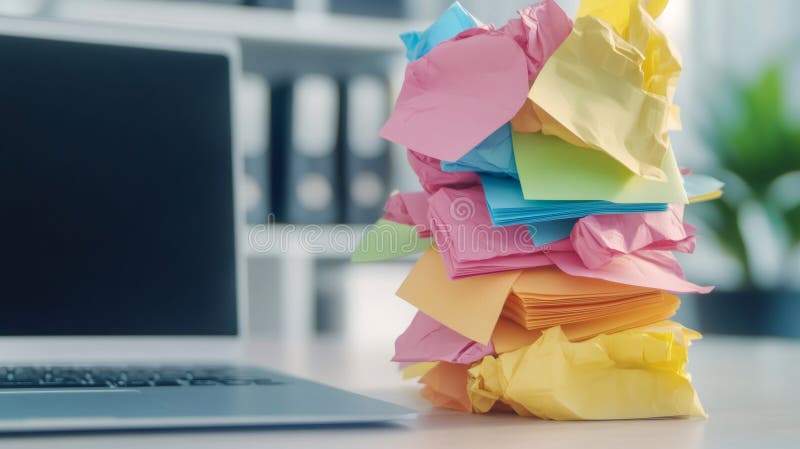 Managing Work Chaos with Sticky Notes and Deadlines Stock Photo - Image ...