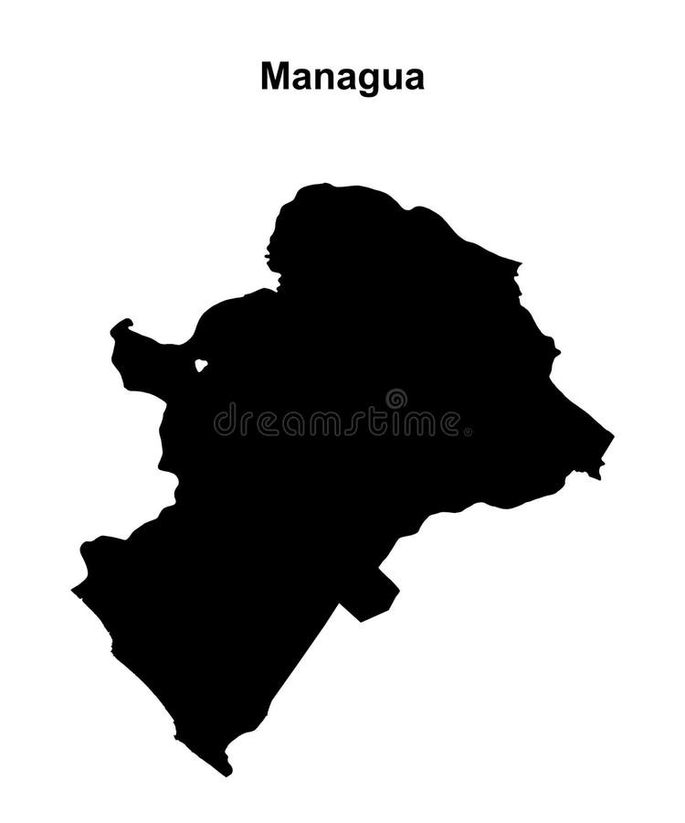 Managua outline map stock vector. Illustration of silhouette - 360613743