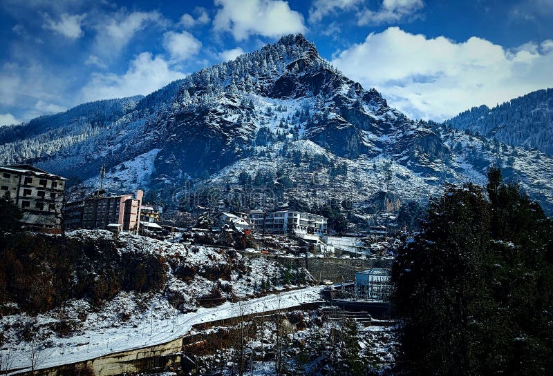 Manali Mountains after Snow Fall Looks so Beautiful Stock Image - Image ...