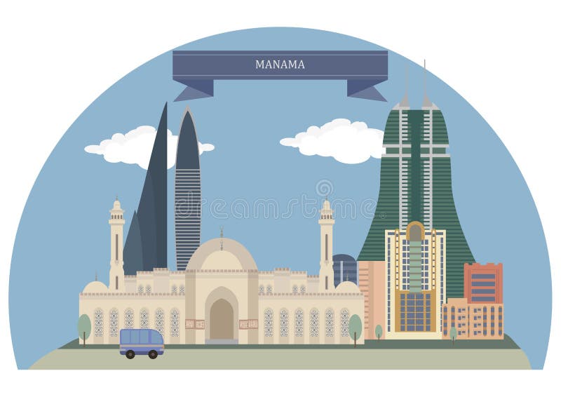Manama, Bahrain stock vector. Illustration of icon, horizon - 61618225