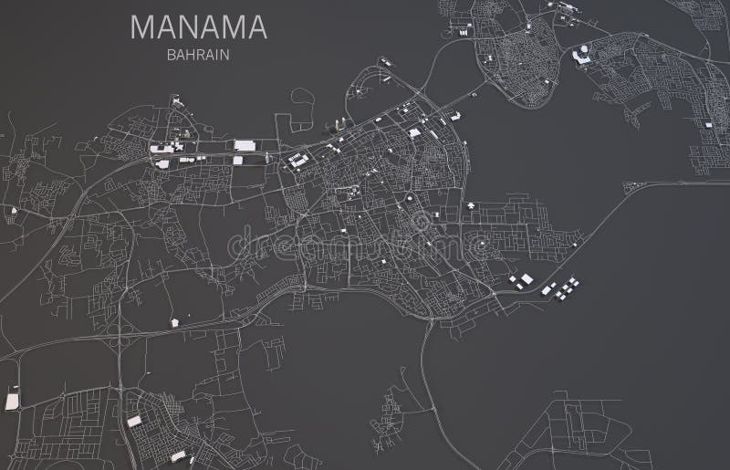 Manama Map, Bahrain Satellite View Stock Illustration - Illustration of ...