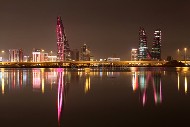 Bahrain City View in the Night Stock Image - Image of city, evening ...
