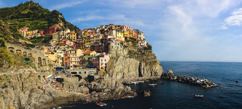 Manarola Beach in Cinque Terre Italy Stock Photo - Image of summer ...