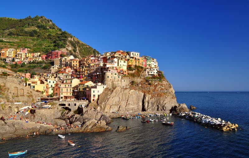 Manarola over the see stock photo. Image of landscape - 22945444