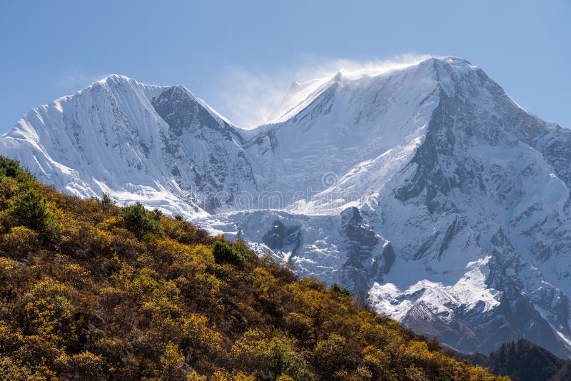 Samdo Mountain Peak in Manaslu Circuit Trekking Route, Himalaya ...