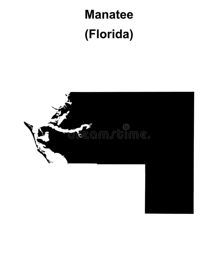 Manatee outline map stock vector. Illustration of counties - 357889571
