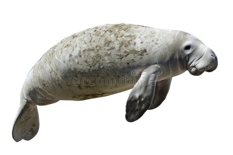 Manatee Portrait on White Background. Marine Mammal Isolated Stock ...