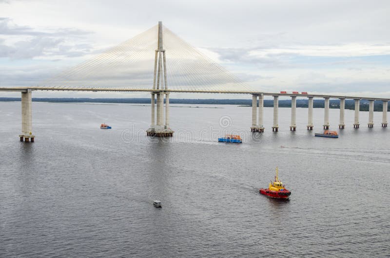 Manaus-Iranduba Bridge Over Negro River. Stock Image - Image of ...