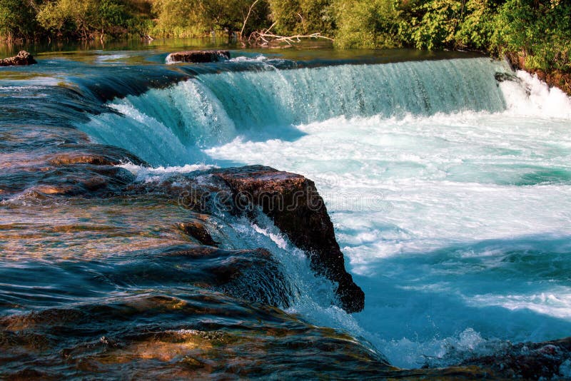 Manavgat Waterfall in Antalya - Turkey Stock Photo - Image of blue ...