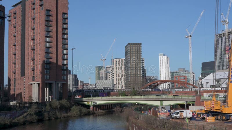 Manchester Building Under Construction Stock Video - Video of lifting ...