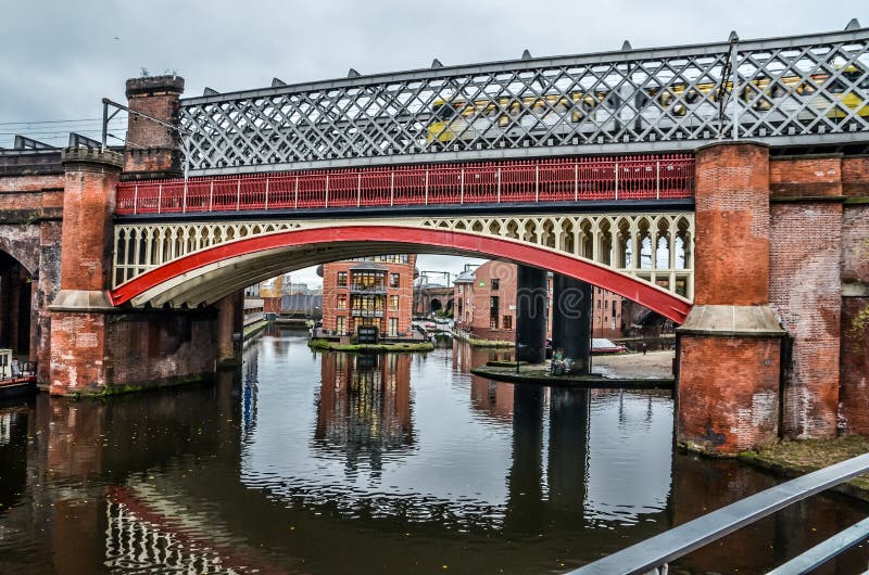 Manchester Canal Side Scene Stock Image - Image of england, greater ...