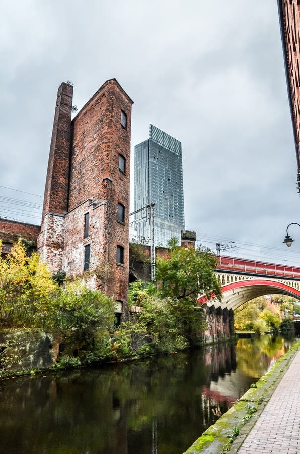 Manchester Canal Side Scene Stock Image - Image of england, greater ...