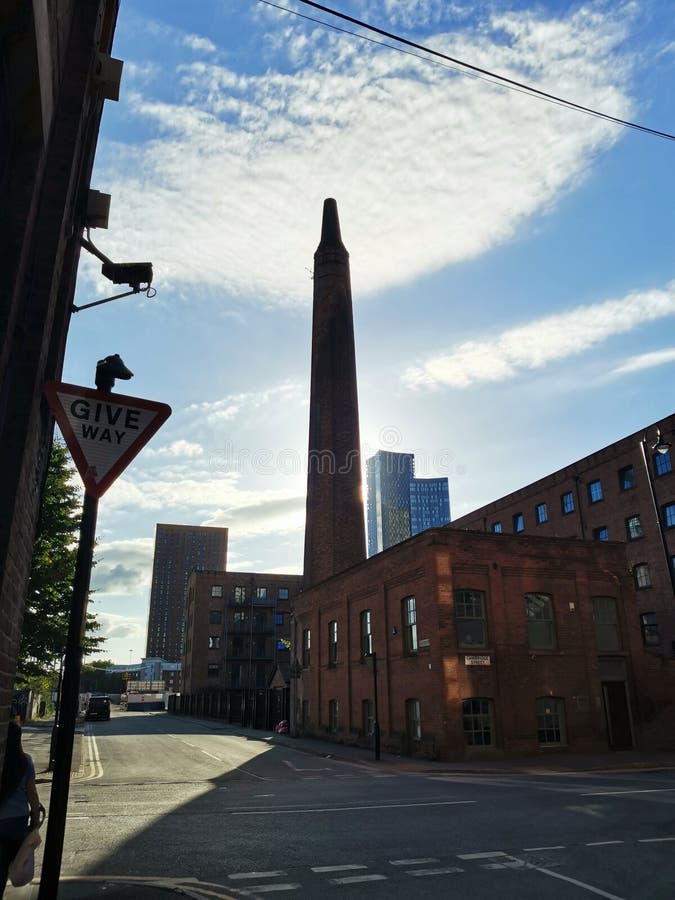 Manchester Chimney Piercing the Skyline Editorial Photography - Image ...