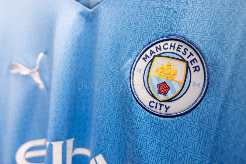 Manchester City Crest on Home Jersey Editorial Photo - Image of game ...