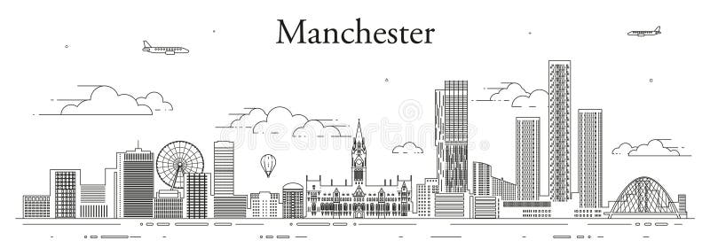 Manchester Cityscape Line Art Vector Illustration Stock Vector ...
