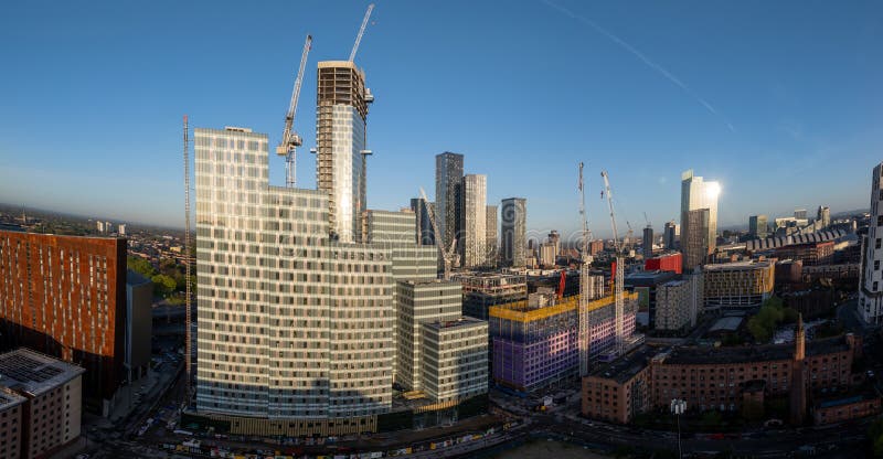 Manchester Expansive Construction Site Amid Urban High-rises Editorial ...