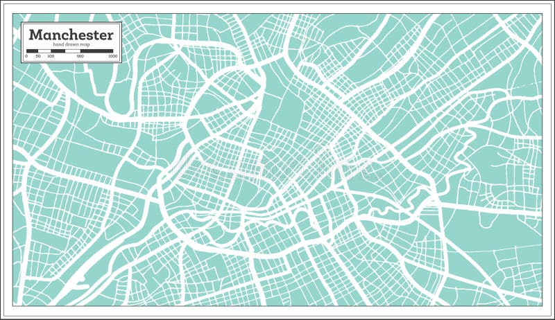Manchester Great Britain City Map in Retro Style. Outline Map Stock ...