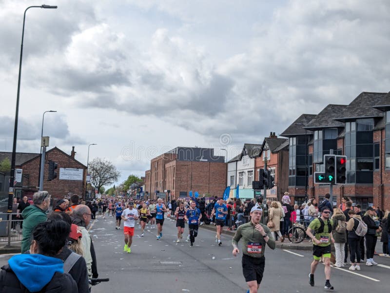 Manchester Marathon 2024 Runners Go Down the A56 Editorial Stock Photo ...