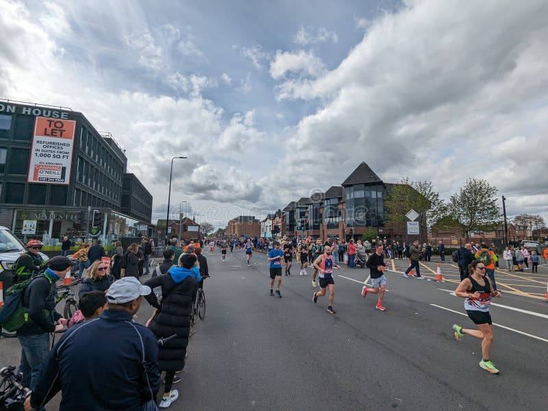 Manchester Marathon 2024 Runners Go Down the A56 Editorial Stock Photo ...