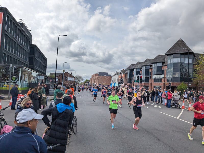 Manchester Marathon 2024 Runners Go Down the A56 Editorial Photo ...