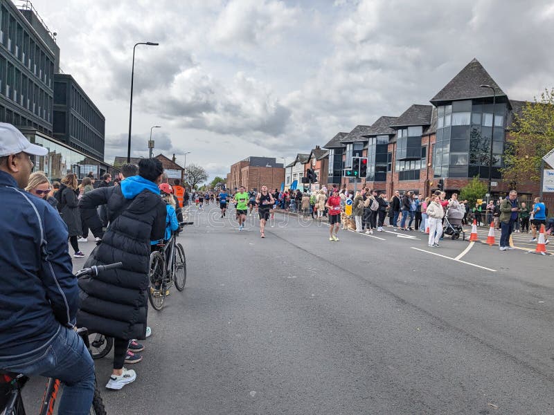 Manchester Marathon 2024 Runners Go Down the A56 Editorial Stock Photo ...