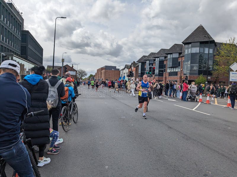 Manchester Marathon 2024 Runners Go Down the A56 Editorial Stock Photo ...
