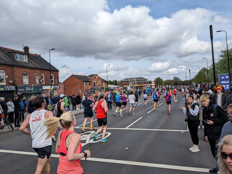 Manchester Marathon 2024 Runners Go Down the A56 Editorial Photo ...