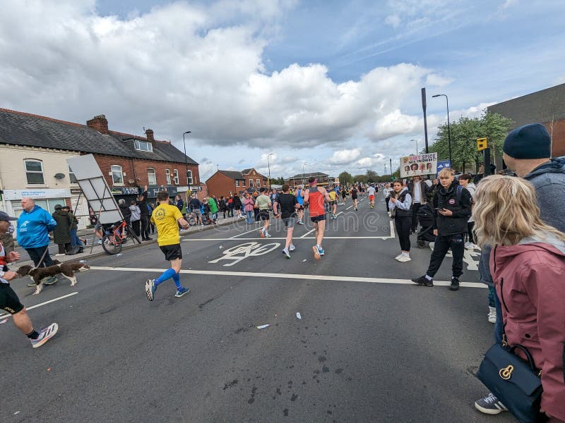 Manchester Marathon 2024 Runners Go Down the A56 Editorial Photography ...