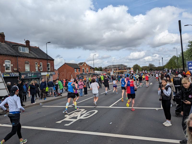 Manchester Marathon 2024 Runners Go Down the A56 Editorial Photography ...