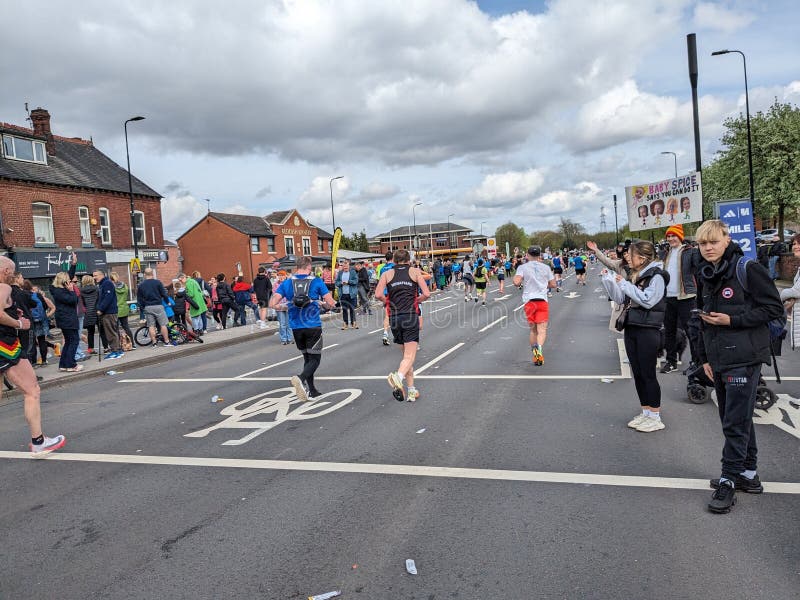Manchester Marathon 2024 Runners Go Down the A56 Editorial Photography ...